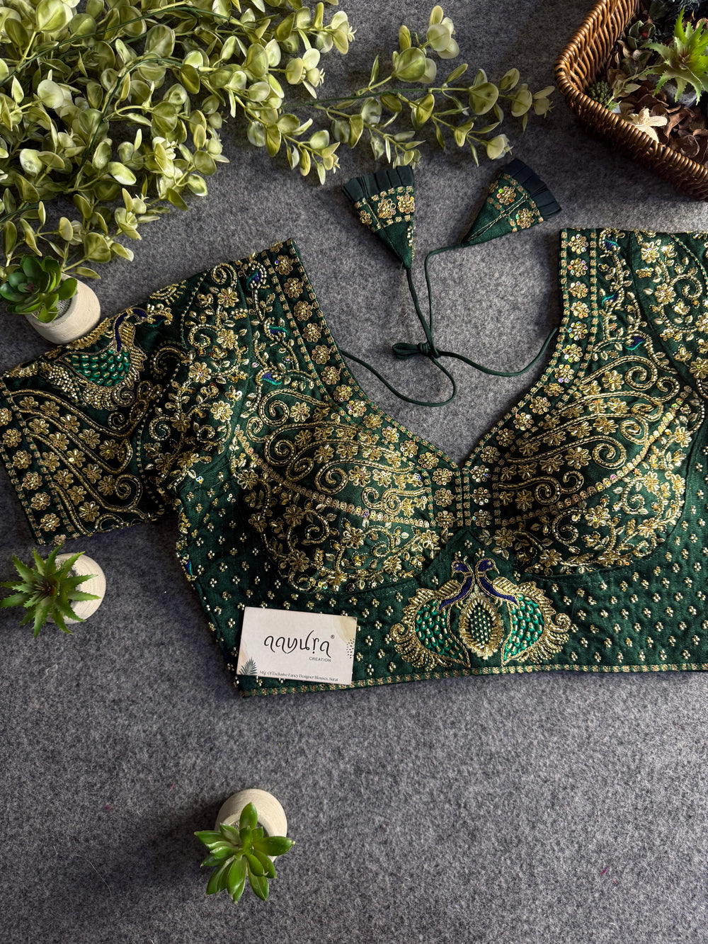 Bottle Green Color Meher Morni Blouse